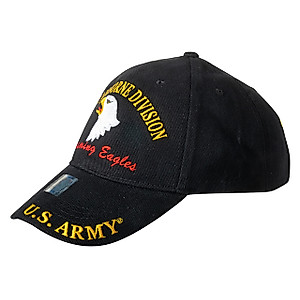 101st Airborne Division Screaming Eagles Embroidered Cap Hat - Adjustable Buckle Closure Black