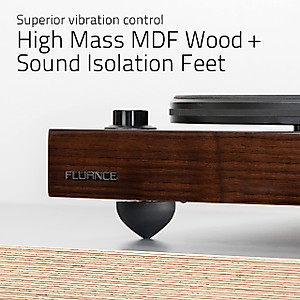 Fluance RT82 Reference High Fidelity Vinyl Turntable Record Player with Ortofon OM10 Cartridge, Speed Control Motor, High Mass MDF Wood Plinth, Vibration Isolation Feet - Bamboo