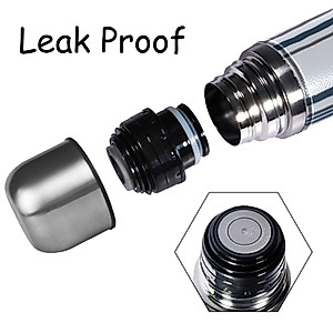 Stainless Steel Leather Vacuum Insulated Mug Thick Lines Thermos Water Bottle For Hot And Cold Drinks Kids Adults 16 Oz