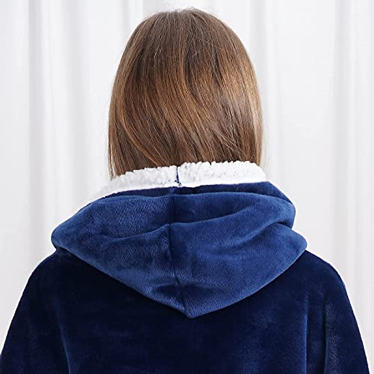 Oversized Blanket Hoodie, Warm Cozy Wearable Blanket Unique Wife Gift Mom Gifts, Blanket Sweatshirt for Women Men Adults(Blue/Ultra Long)