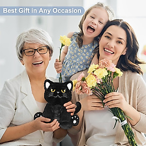 SuzziPals Coolable & Heatable Grumpy Black Cat Stuffed Animals, Lavender Scented Microwavable Plush Toys Heating Pad for Soothing & Period Discomfort, Kitty Plushie for Bedtime Cuddle, Warming Gift