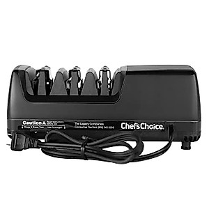 Chef’sChoice 15XV Professional Electric Knife Sharpener With 100-Percent Diamond Abrasives And Precision Angle Guides For Straight Edge and Serrated Knives, 3-Stage, Black