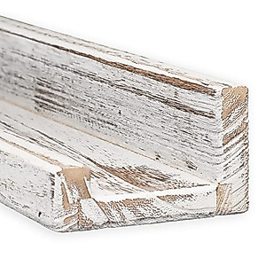 Rustic State Ted 72" Wall Mount Extra Long Narrow Picture Ledge Photo Frame Display - Wooden Floating Shelf for Living Room Office Kitchen Bedroom Bathroom - Burnt White - Set of 2