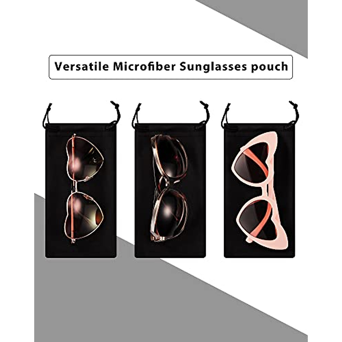 Flutesan 40 Pack Microfiber Case Pouch Bag Glasses Sunglasses Case with 2 Pieces Cleaning Cloth (Black)