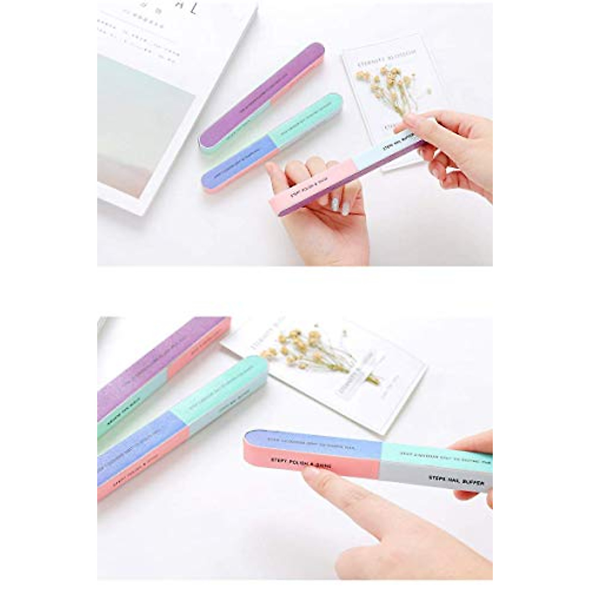 10 PCS IFUNSON Professional 7 Way Nail File and Buffers for Women Girls, Emery Boards, Manicure Tools