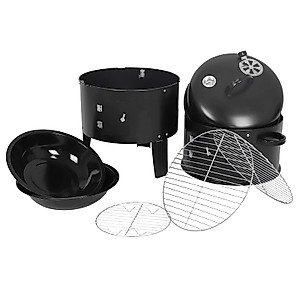 Artudatech 3-in-1 Detachable Vertical Charcoal Smoker Portable BBQ Smoker Grill