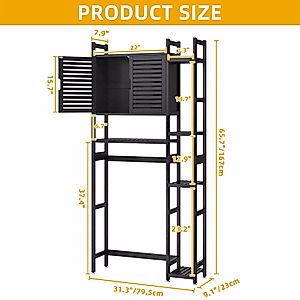 YITAHOME Over The Toilet Storage Bamboo Over-The-Toilet Cabinet with Shelf for Bathroom Storage, Space Saver for Restroom, Laundry, Black