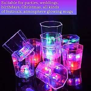 Volpeblu 24 Pack Light Up Cups LED Flash Shot Glasses for Party Favors Supplies Adults Guests Glow In The Dark Shot Glasses Fun Plastic Party Cups for Birthday, Bar, Christmas, Halloween (2 OZ)