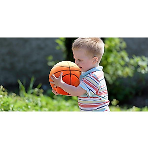 CASAGOOD 10 Inch Fluffy Round Basketball Hugging Pillow Stuffed Basketball Plush Toy Soft Plushies Basketball Throw Pillows Kids' First Basketballs Plush Toys Gift for Kids Or Baby