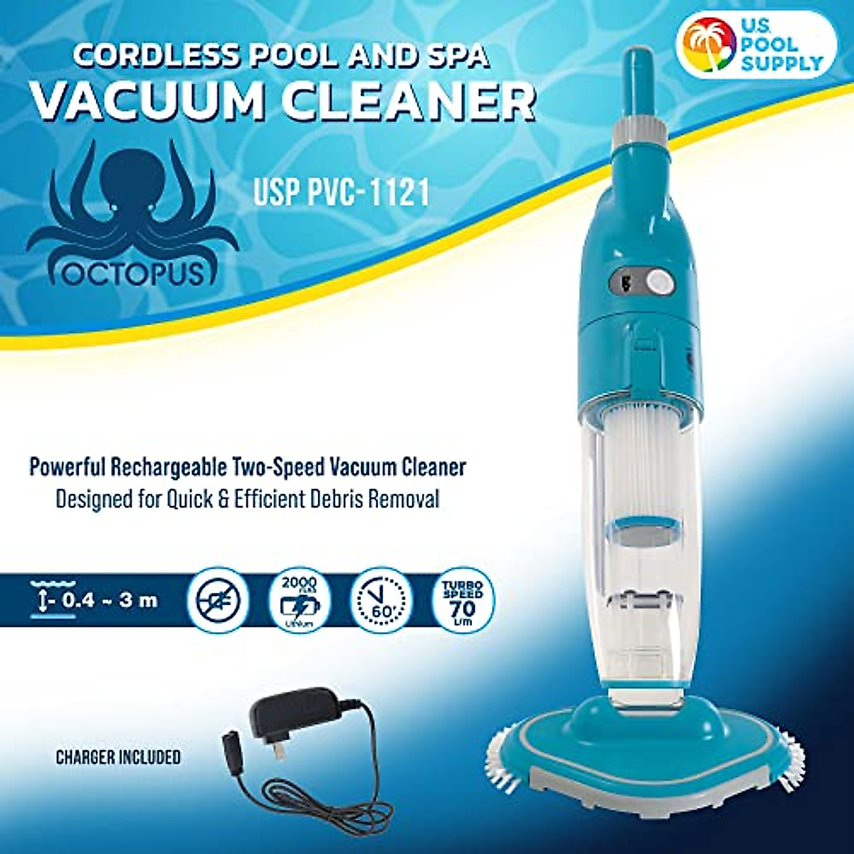 U.S. Pool Supply Octopus Handheld Pool Vacuum - Cordless & Powerful