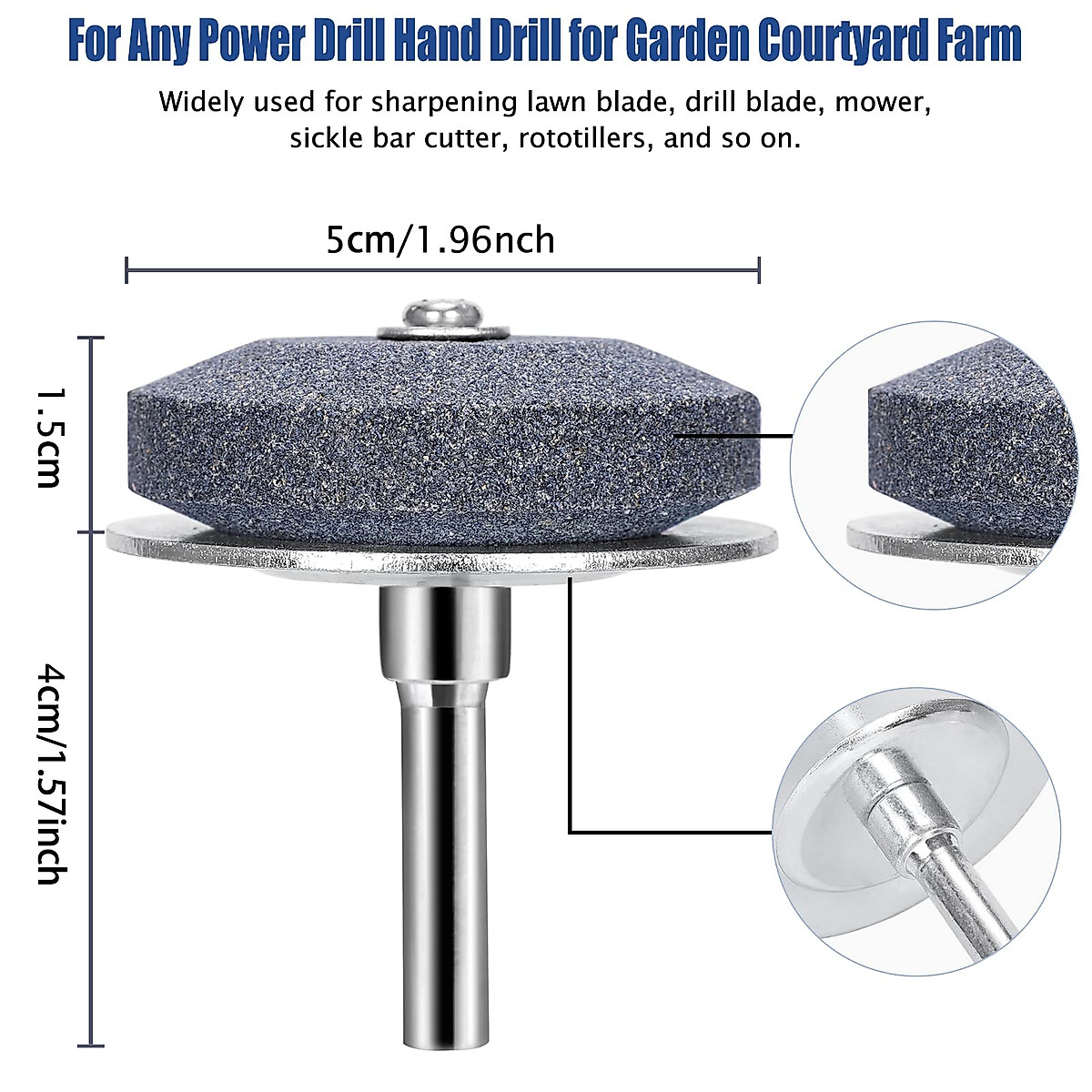 cenoz Lawn Mower Blade Sharpener with Steel Backing 5 Pack, 【New】 Lawnmower Dull Blade Sharpener, Universal Multi-Sharp Rotary Lawn Mower Blade Sharpener, and Free Balancer for Any Power Hand Drill