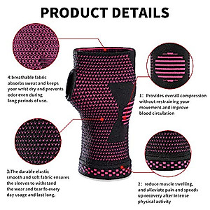 ABYON Wrist Compression Sleeves (Pair) for Carpal Tunnel and Pain Relief Treatment,Wrist Support for Women and Men.Breathable and Sweat-Absorbing carpal tunnel wrist brace (Pink, Medium)