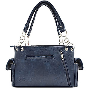 American Flag USA Stars and Stripes Concealed Carry Purse Women Country Handbag Wallet Set Red White Blue (#3 Navy Blue Set)