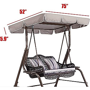 Outdoor Swing Canopy Replacement,Waterproof Outdoor Patio Swing Canopy Blocking Sunshade for Swing Cover Patio Hammock Cover Top Garden-Only Canopy Cover