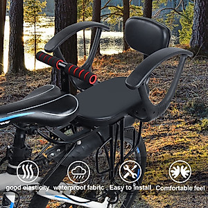 OUSEXI Rear Child Bike Seat with Thick Backrest, Rear Child Bicycle Seat Design for Children Aged 2 to 8 Years Old(Black)