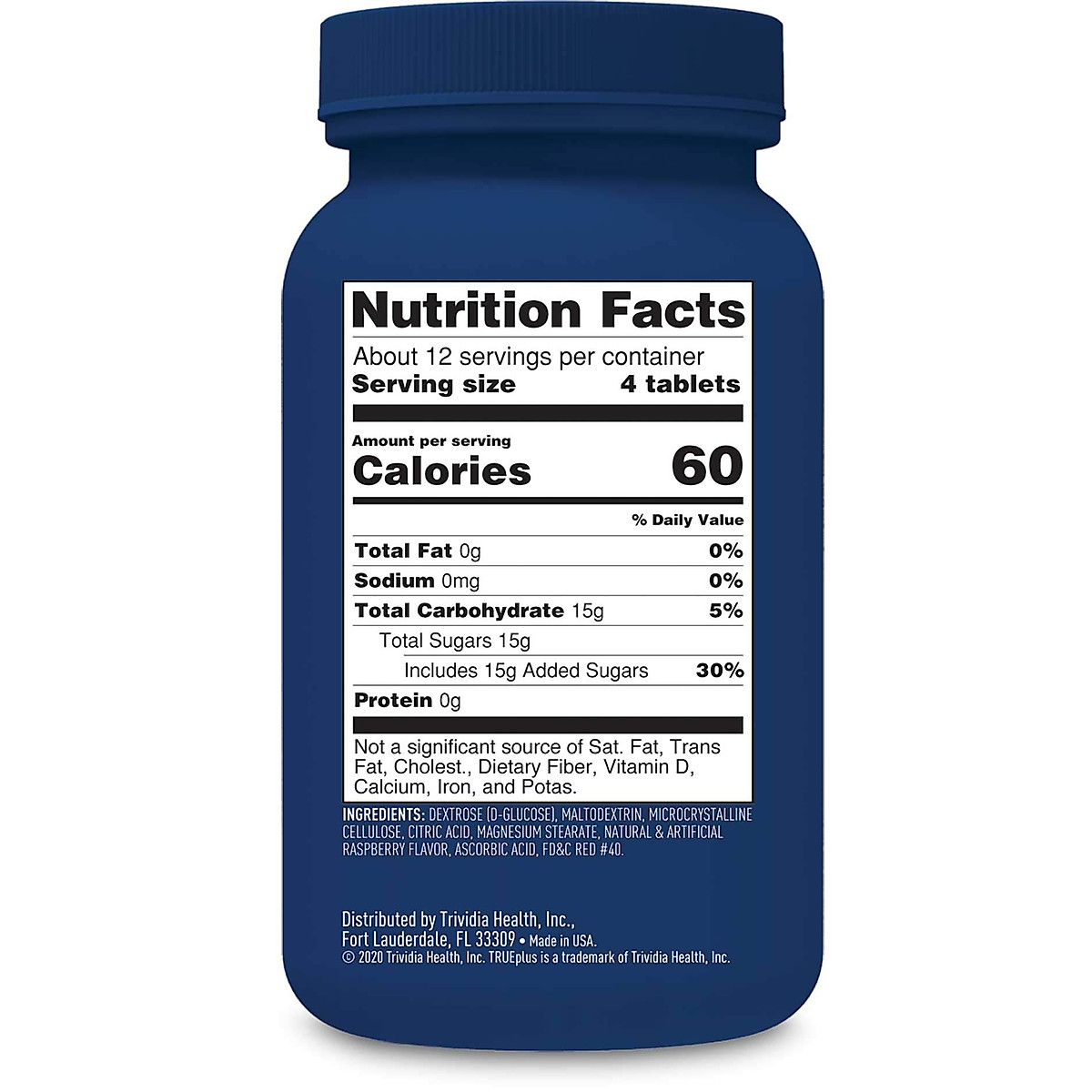 TRUEplus® Glucose Tablets, Raspberry Flavor - 50ct