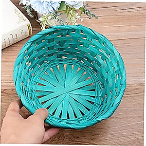 Ciieeo 1pc Egg Baskets Wicker Bread Serving Basket Picnic Basket Dollhouse Basket Toys Easter Storage Basket Candy Display Basket Bamboo Geometric Dish Snack Fruit Basket Child Manual
