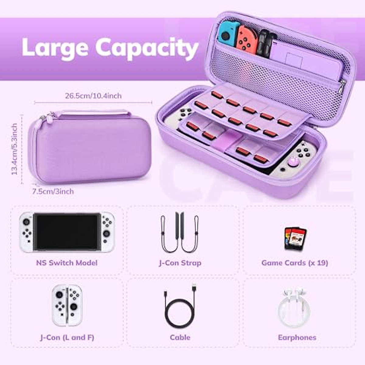 Younik Switch OLED Accessories Bundle, 16 in 1 Accessories Kit Includes Switch OLED Carrying Case, Protective Case Cover for Console & J-Con, Screen Protector, Adjustable Stand, Switch Game Case