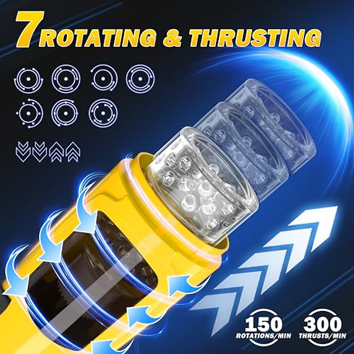 Sex Toys for Men Automatic Male Masturbator, Male Sex Toys Masturbators Cup with 7 Thrusting &Rotating Modes for Penis Stimulation, Electric Pocket Pussy Male Stroker, Adult Sex Toy with Suction Base