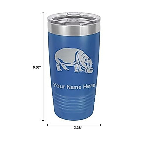 LaserGram 20oz Vacuum Insulated Tumbler Mug, Hippopotamus, Personalized Engraving Included (Dark Blue)