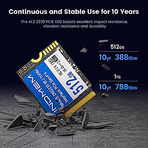 INDMEM M.2 2230 SSD, 512GB 2230 NVMe SSD PCle Gen 4.0x4 Internal Solid State Drive, 3D TLC NAND,Compatible with Surface Pro X Steam Deck GPD Laptop Ultrabook Tablet