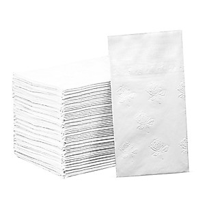Comfy Package [300 Count - 7 ½” x 4 ¼” Folded] Paper Dinner Napkins - Disposable 2-Ply White Party Napkins (15” x 17” Unfolded)