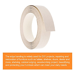 uxcell Edge Banding, 1-5/8 inch x 24.6ft Pre-Glued Wood Veneer Edging Iron-on Flexible Edge Banding for Cabinet Repair Furniture Restoration, Oak