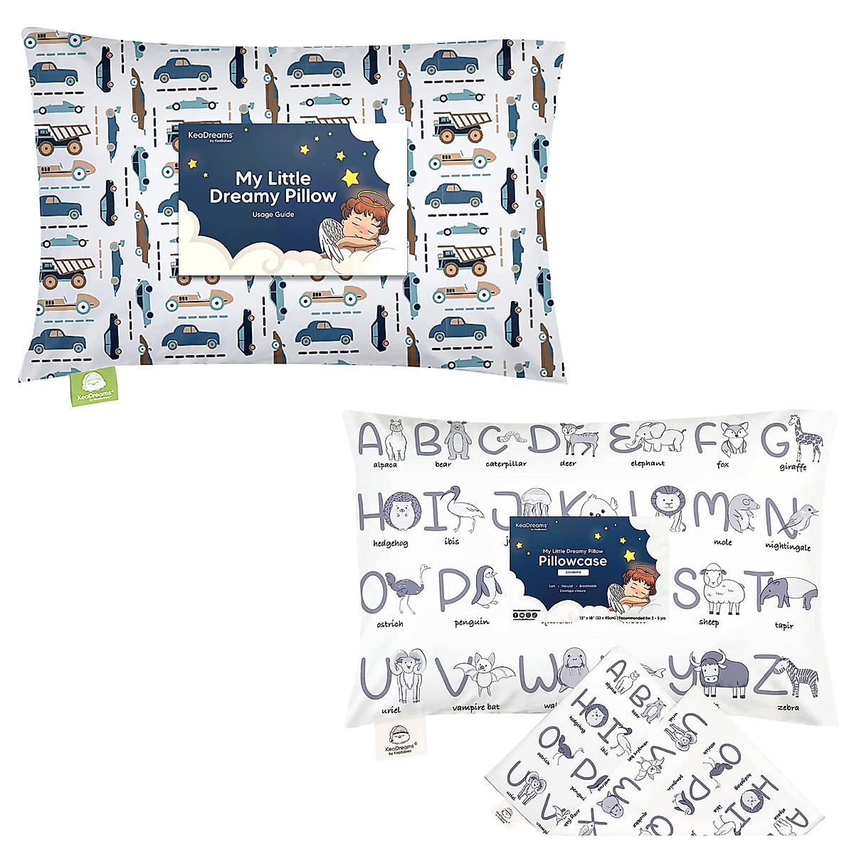 KeaBabies Toddler Pillow with Pillowcase - 13x18 My Little Dreamy Pillow - Toddler Pillow Case for Boy, Kids - Cotton Toddler Pillows for Sleeping - 100% Natural Cotton Pillowcase