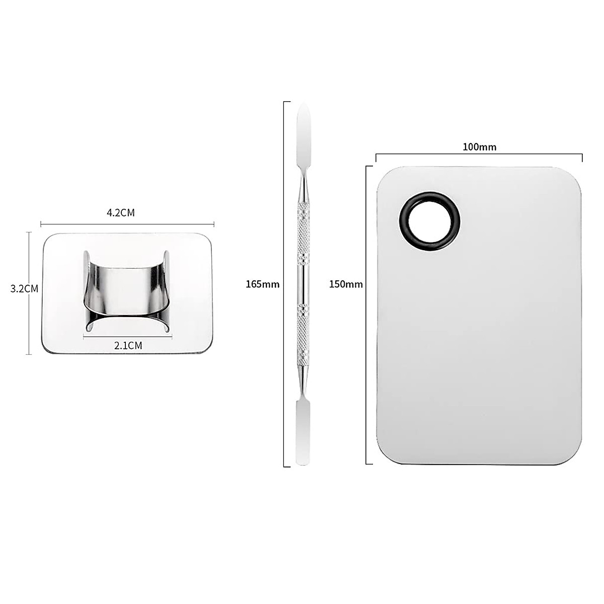 Aebor 2pcs Stainless Steel Cosmetic Makeup Palette, Upgrad Stainless Steel Metal Makeup Palette with Spatula Artist Tool for Mixing Foundation Nail-Art (A)