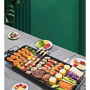 Electric Table Top Griddle. Korean Style Nonstick Grill. Indoor Raclette Yakiniku Grill Pan. Extra Large Portable. Adjustable Temperature. Campaing Indoor Outdoor (26.8 Inch)