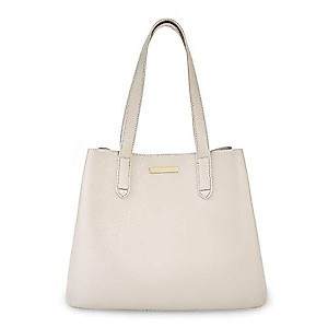 KATIE LOXTON Riley Womens Vegan Leather Three Compartment Shoulder Handbag Purse Off White