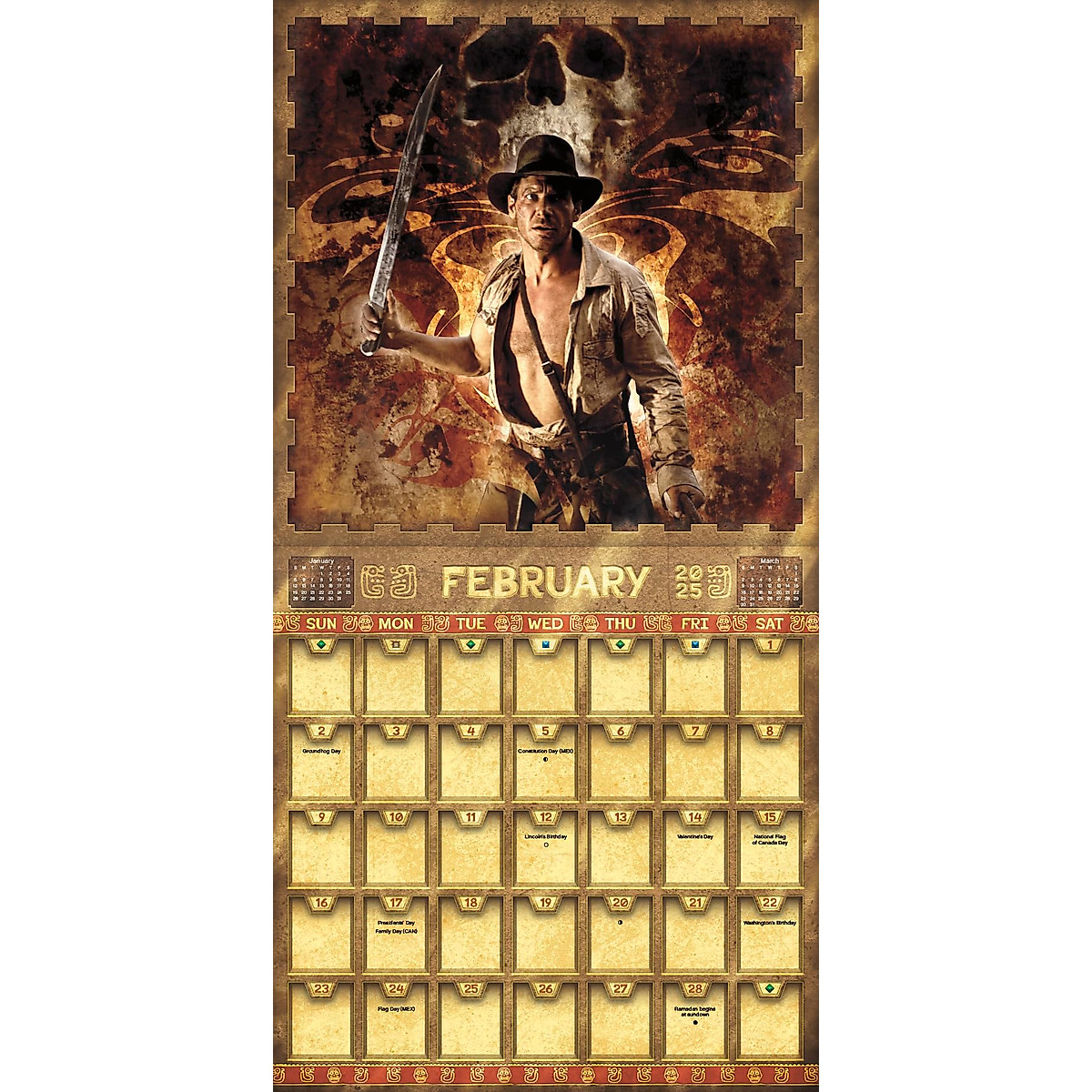 Classic Indiana Jones Calendar 2025 - Deluxe 2025 Indiana Jones Wall Calendar Bundle with Over 100 Calendar Stickers (Dr. Jones Gifts, Office Supplies)