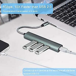 Henrety USB C Hub, 4-in-1 Ultra Slim Portable Data Hub USB Splitter USB 3.0 Expander for Laptop, PC, MacBook, Mac Pro, Mac Mini, iMac, Surface Pro, and More USB Devices