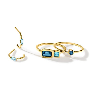 RS Pure by Ross-Simons 0.90 ct. t.w. London and Swiss Blue Topaz Toi Et Moi Ring in 14kt Yellow Gold. Size 8