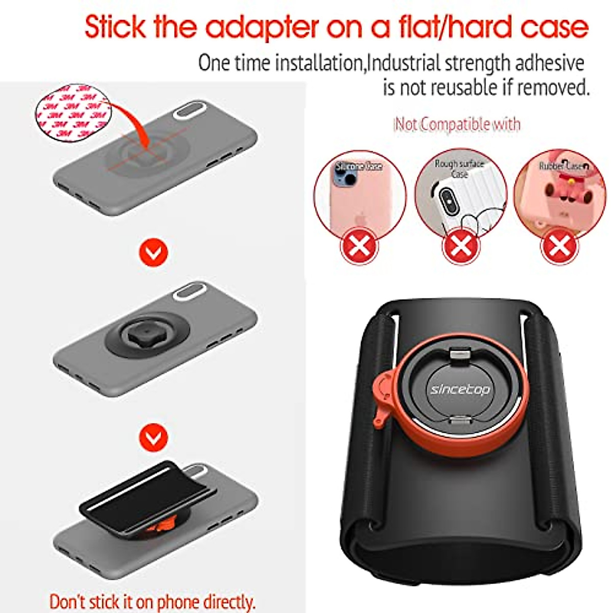 Phone Holder for Running Hiking,Quick Mount Arm Bands for Cell Phone,Detachable Workout Sports Armband,Compatible with iPhone Samsung Google Pixel, Running Phone Armband Holder Sports Fitness Orange