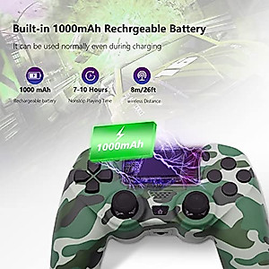 2 Pack Wireless Controller for PS4,YsoKK Wireless Remote Control Compatible with Playstation 4/Slim/Pro,with Double Shock/Audio/Six-axis Motion Sensor(Camouflage Blue+Camouflage Green)
