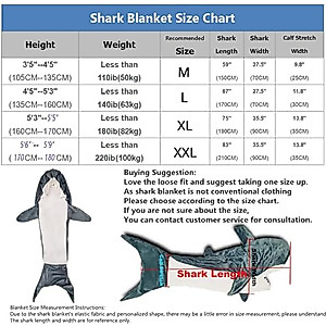 Siaowei Shark Blanket Sleeping Bag Super Soft Cozy Flannel Hoodie Shark Tail Wearable Fleece Throw Blanket Adult Kids Cosplay Shark Costume Shark Gifts (M Fits Heights Less Than 4'5")