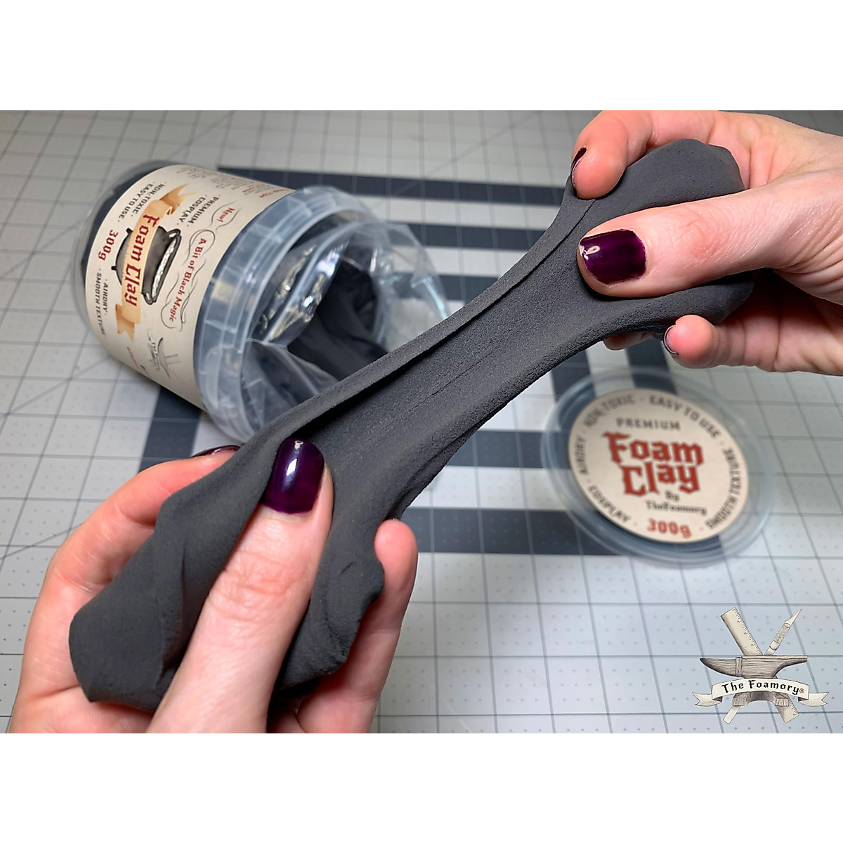 The Foamory Moldable Cosplay Foam Clay (300g Black) High Density Air Dry Clay, EVA Foam Sands Paints Easily, Non-Toxic Safe for Kids, Adults & Crafts