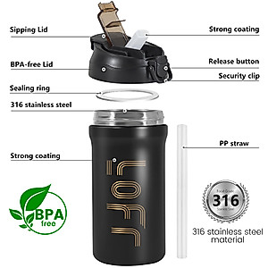 Icesip 21oz Coffee Travel Mug Spill Proof Leak Proof, Insulated Mugs Tumbler for Hot and Cold, Stainless Steel Vacuum Cups for Iced & Hot Coffee, Water, Drink, Black