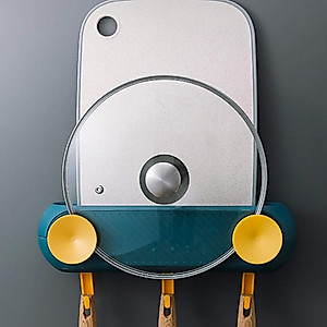 XJJZS Pot Lid Cutting Board Storage Rack Wall Hanging Pot Lid Rack with Hooks Kitchenware Organizer Kitchen Hooks Home Tools (Color : A)