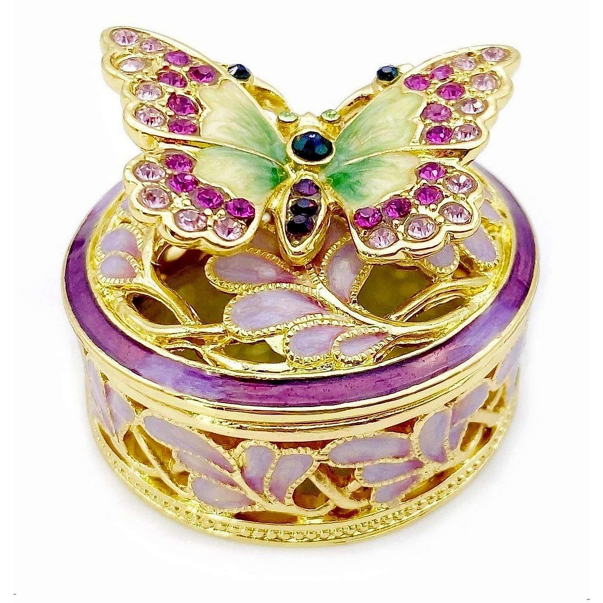 JWT Astyle Elegant Butterfly Jewelry Trinket Boxes.Enameled Decorative Keepsake Ring Box Holder Necklace Earrings Organizer Home Decor.Butterfly Gifts for Women