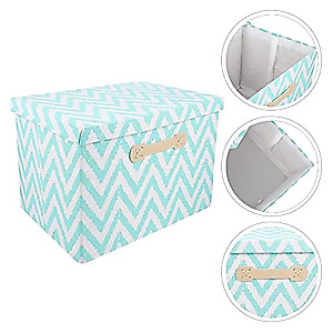 Garneck Stackable Storage Bins Box Foldable Clothes Organizer with Lid Fabric Cubby Baskets Cubes for Clothes Blankets Closets Bedrooms Blue