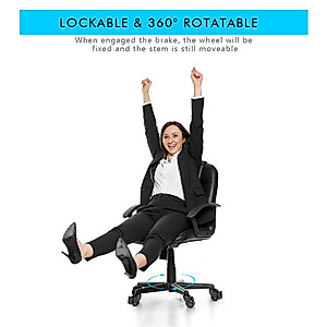 Hirate 5 Pack Office Chair Casters (2 with Brakes, 3 Without), 2" Lockable Heavy Duty Swivel Caster Wheel Replacements for Hardwood Floor Carpet