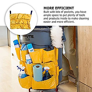 Multi- pockets Vinyl Caddy Bag- Yellow Trash Bin Tool Caddy Bag, garbage bin caddy bag Trash Caddy Bag for Maid Cleaning Trash cleaning tool caddy Can brute caddy bag