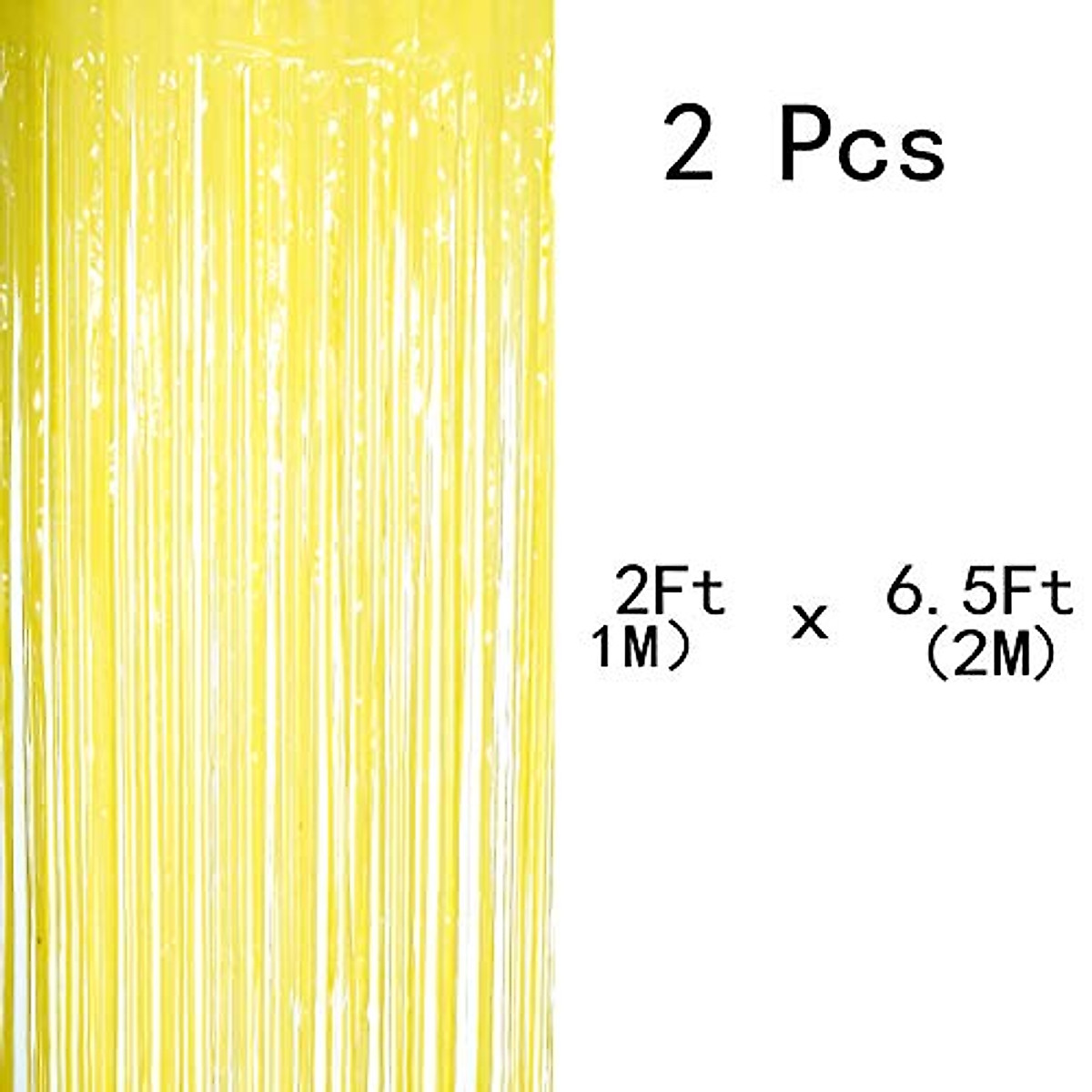 Yellow Tinsel Foil Fringe Curtains Decorations - You Are My Sunshine Baby Shower Birthday Party Photo Backdrops Props Decorations, 2pc