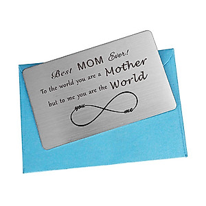 FALOGIJE Best Mom Ever Wallet Card - To The World You Are A Mother - Birthday Card for Mom, Christmas
