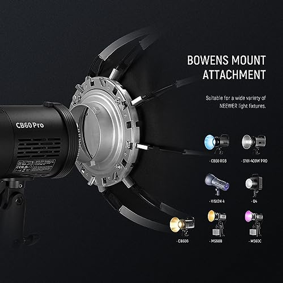 NEEWER 17.7"/45cm Octagonal Softbox Bowens Mount, Quick Folding Quick Set Up with Diffusers/Honeycomb Grid/Bag for Q4 RGB CB60 MS60B MS60C MS150B Compatible with Godox Aputure Video Studio Light, NS1P