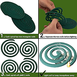 W4W Mosquito Repellent Coils - Outdoor Use Reaches Up to 10 feet - Each Coil Burns for 5-7 Hours (Three Pack Contains 12 coils & 6 Coil Stands)