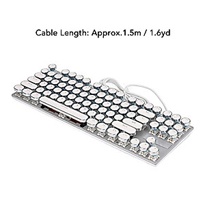 USB Wired Mechanical Keyboard, 87 Keys Full Size Compact Keyboards, Waterproof Gaming Keyboard with 26 RGB Color Backlights for Desktop PC and Laptop, Full Key No Collision (White Electroplating Punk)