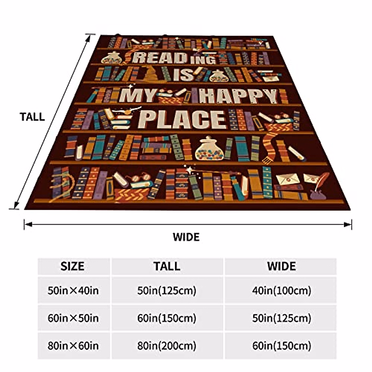 RIEDIOVS Book Lovers Gifts Blanket for Women-Gifts for Book Lovers-Librarian Gifts-60' x 50' Reading Blanket for Book Lovers on Birthday Christmas -1, 60'x50'